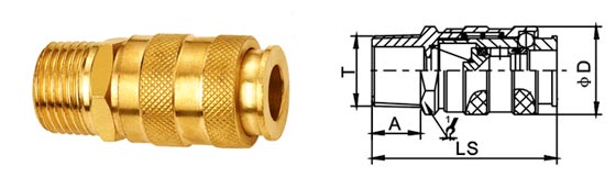 European Type Parker Quick Disconnect Couplings Pneumatic In Brass LSQ-DG